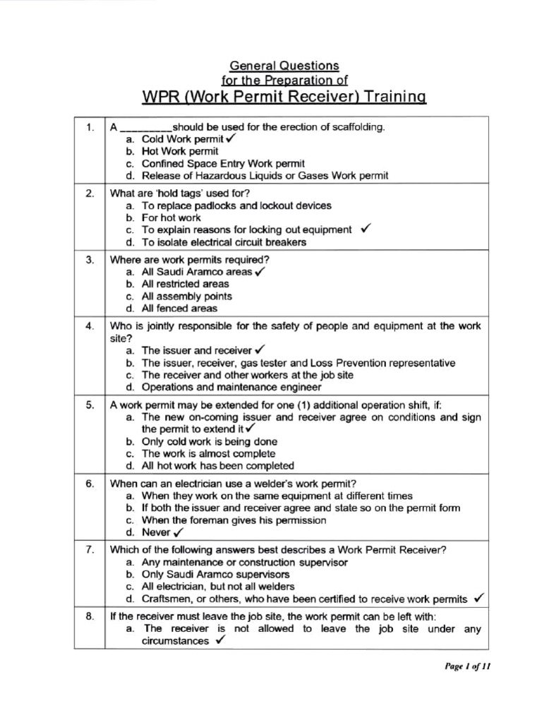 WPR (Work Permit Receiver) Training: For The Preparation of | PDF ...