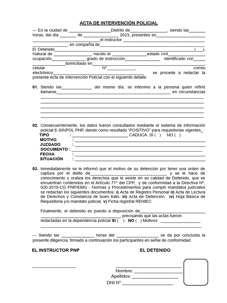 Acta de Intervención Por RQ | PDF | Justicia | Crimen y violencia