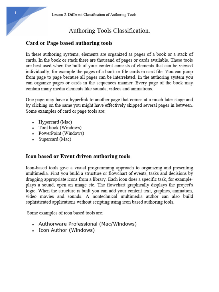 Types of Authoring Tools Explained | PDF | Icon (Computing) | Object ...