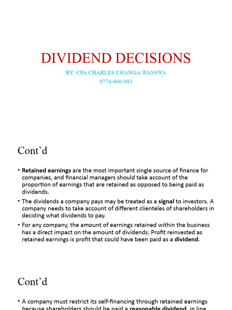 Dividend Decisions-1 | PDF | Dividend | Share Repurchase