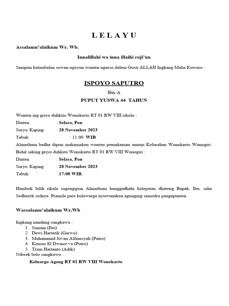 Lelayu: Ispoyo Saputro | PDF | Religion & Spirituality