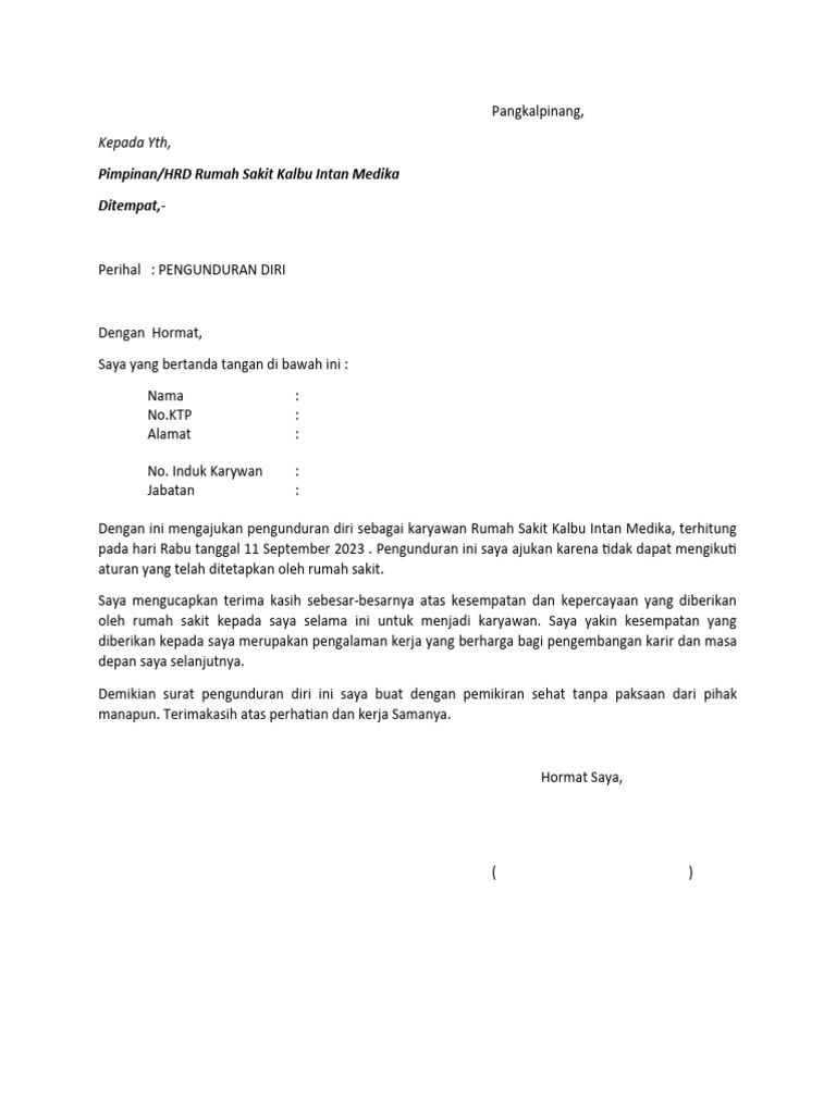 Form Surat Resign | PDF