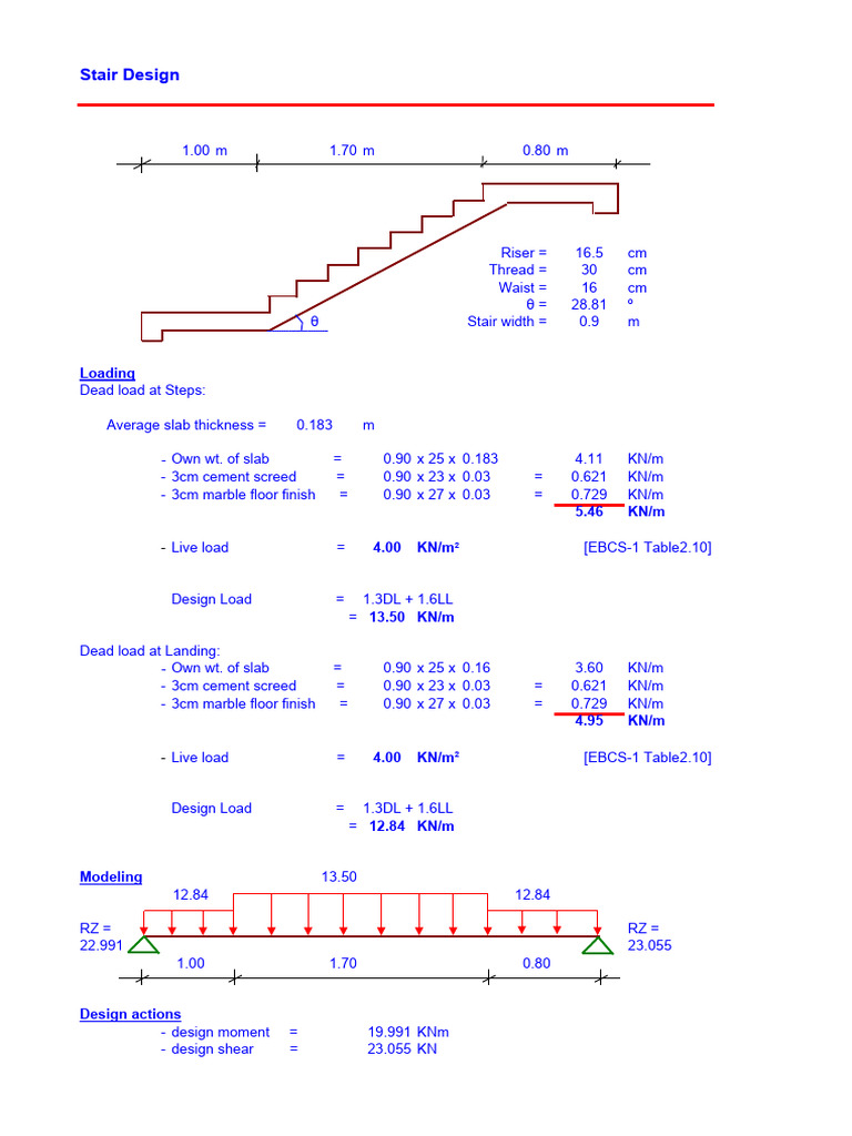 Stair Analysis and Design ST Des Temp | PDF | Civil Engineering ...