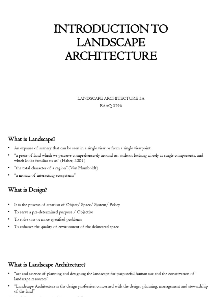 Introduction To Landscape Architecture - 12.10.22 | PDF | Landscape ...