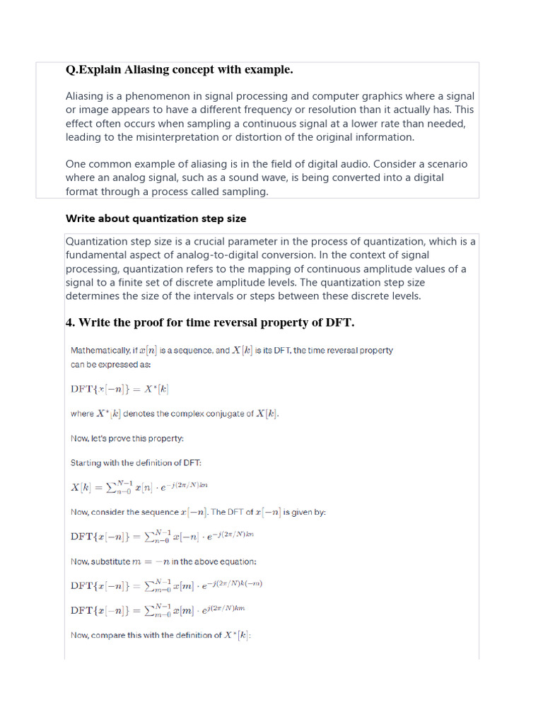 Q.Explain Aliasing Concept With Example | PDF | Digital Signal Processing | Filter (Signal ...