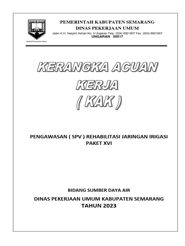 KAK SPV Irigasi Mendut | PDF