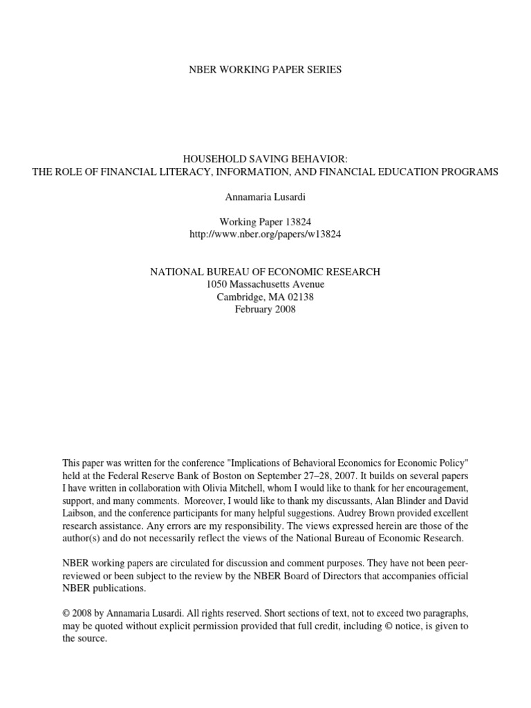 Household Saving Behavior | PDF | Retirement | Pension