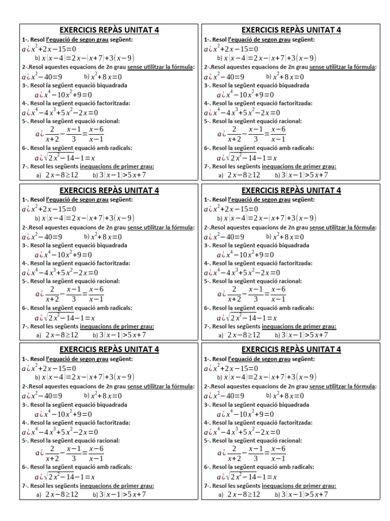 Repas Unitat 4 - 4t ESO (22-23) | PDF