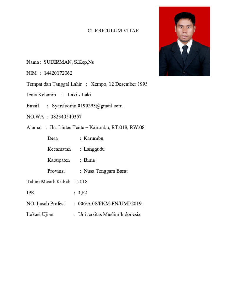 CV Sudirman, S.Kep,Ns: Profil & Kontak | PDF | Olahraga & Rekreasi ...
