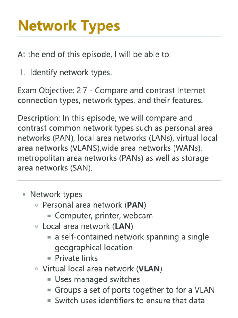 Comptia Aplus2201101 2 10 1 Network Types | PDF