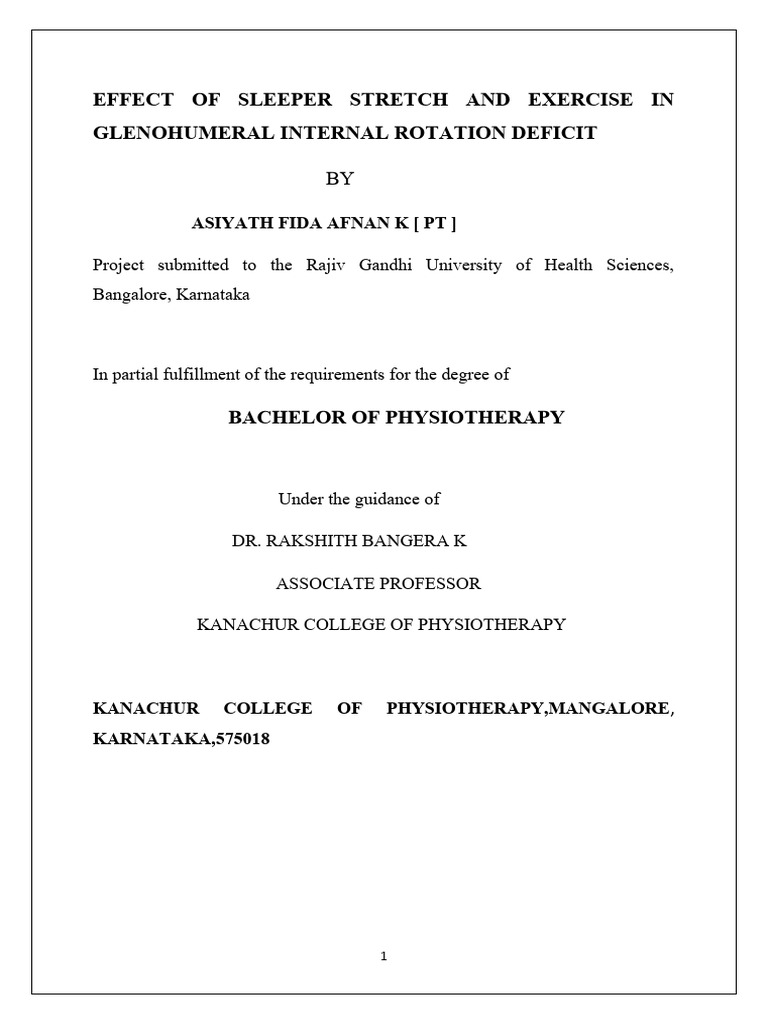 Glenohumeral Internal Rotation Deficit | PDF | Shoulder | Limbs (Anatomy)