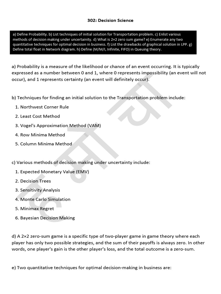 302 Decision Science | PDF | Decision Theory | Mathematical Optimization