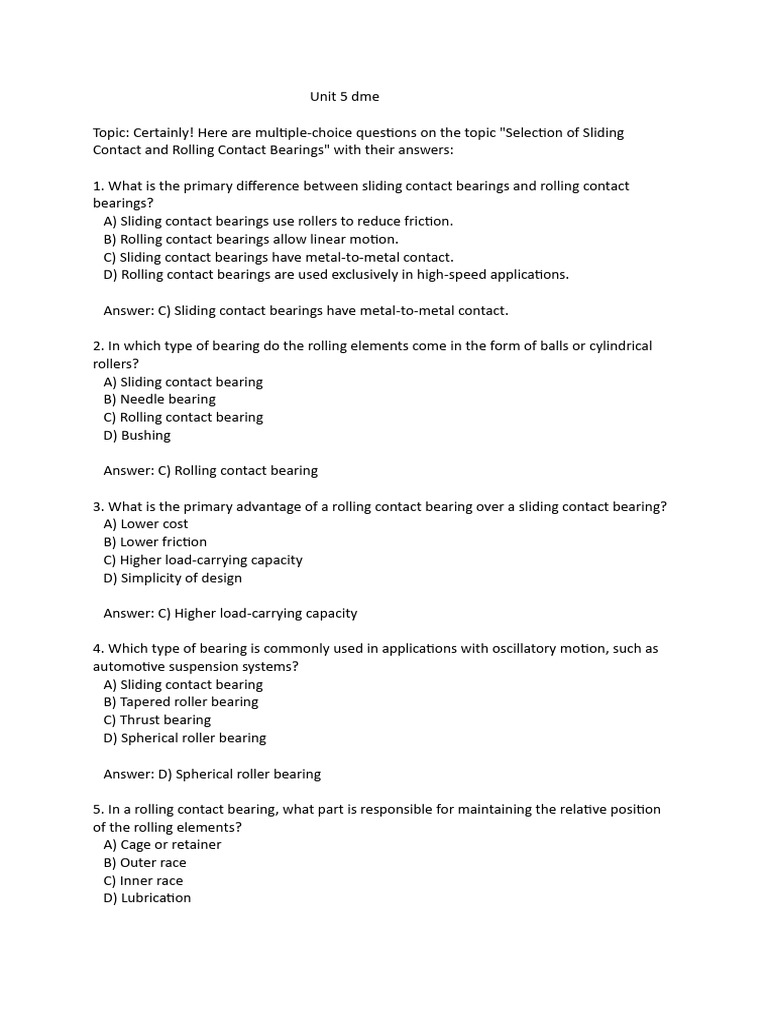 Unit 5 Dme | PDF | Bearing (Mechanical) | Reliability Engineering