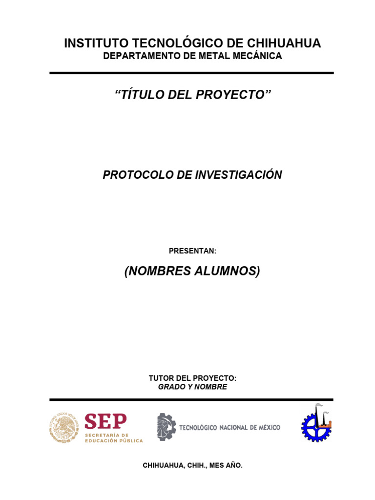 17 Formato de Portada Del Protocolo de Investigación | PDF