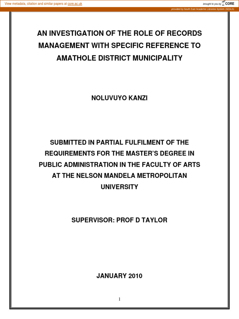 Records Management in Amathole Municipality | PDF | Records Management ...