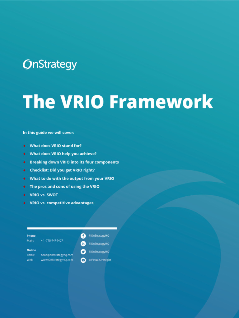 OnStrategy VRIO-Guide | PDF | Swot Analysis | Competitive Advantage