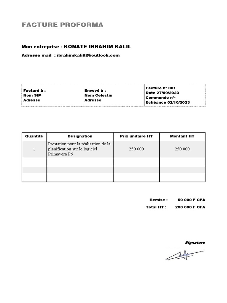 Modele Facture Proforma | PDF