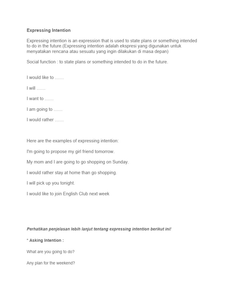 Expressing Intention | PDF