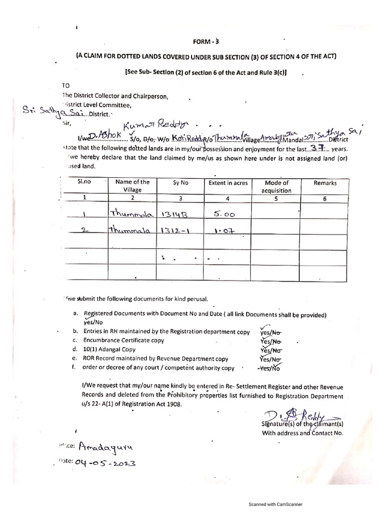 Ashok Kumar Reddy Form 3 | PDF