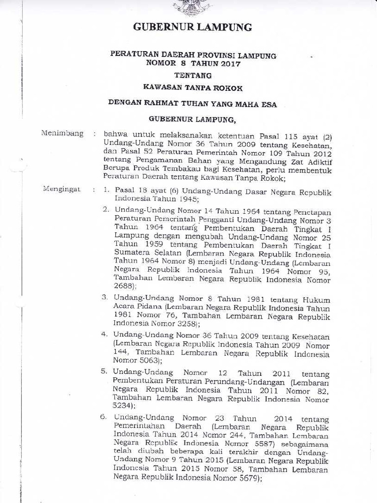 Perda KTR Provinsi Lampung | PDF