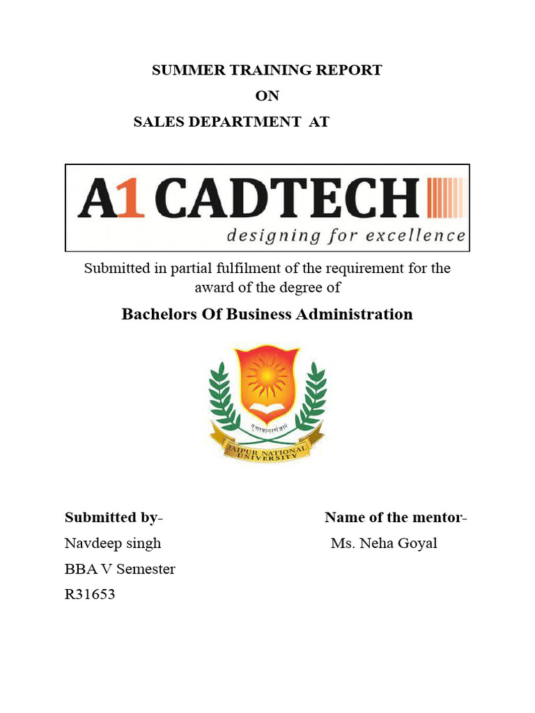 Summer Internship Report: Sales Dept. | PDF | Sales | Internet Of Things