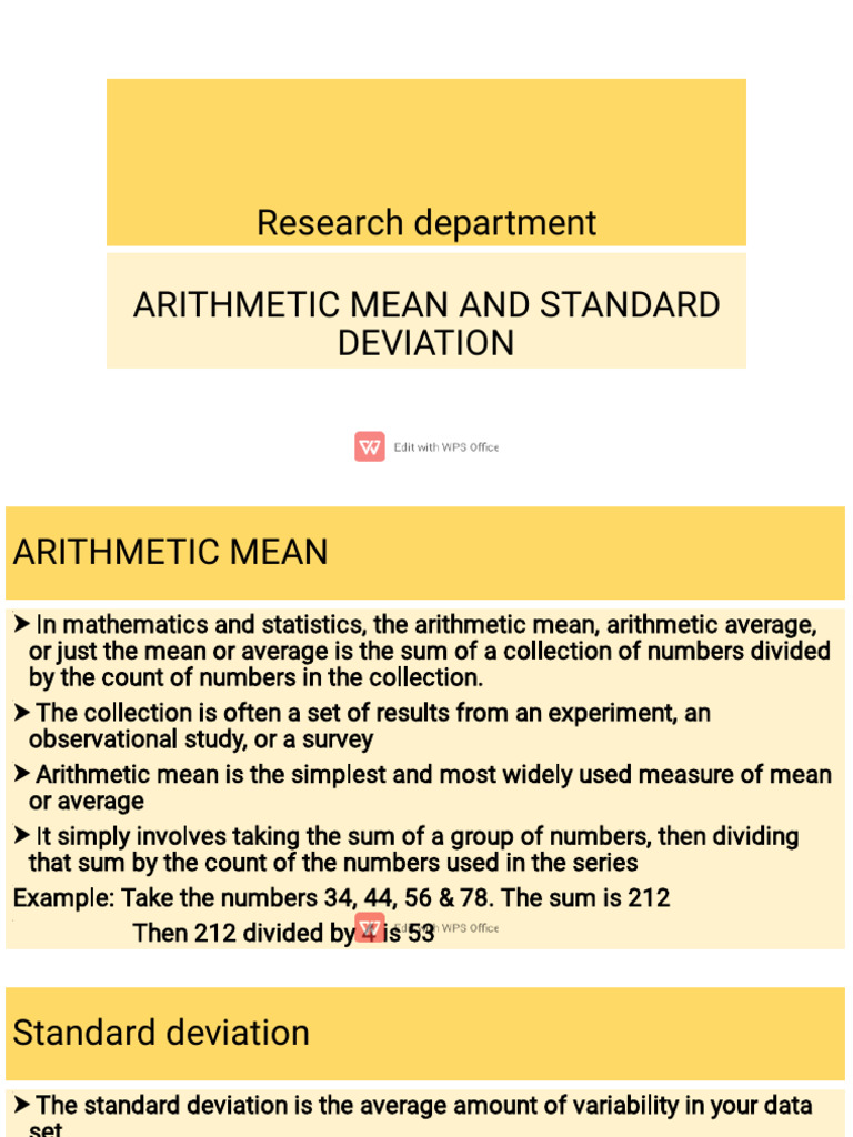 Arithmetic Mean And Standard Deviation Pdf Mean Normal Distribution