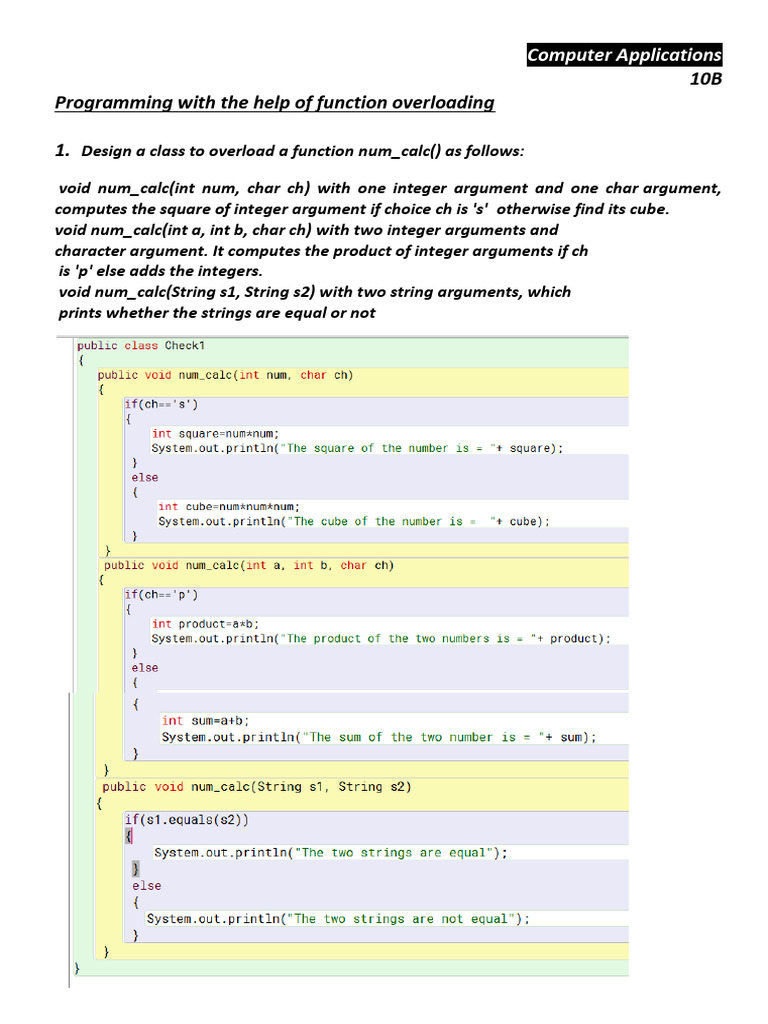 10B Programming With The Help of Function Overloading 1.: Computer ...