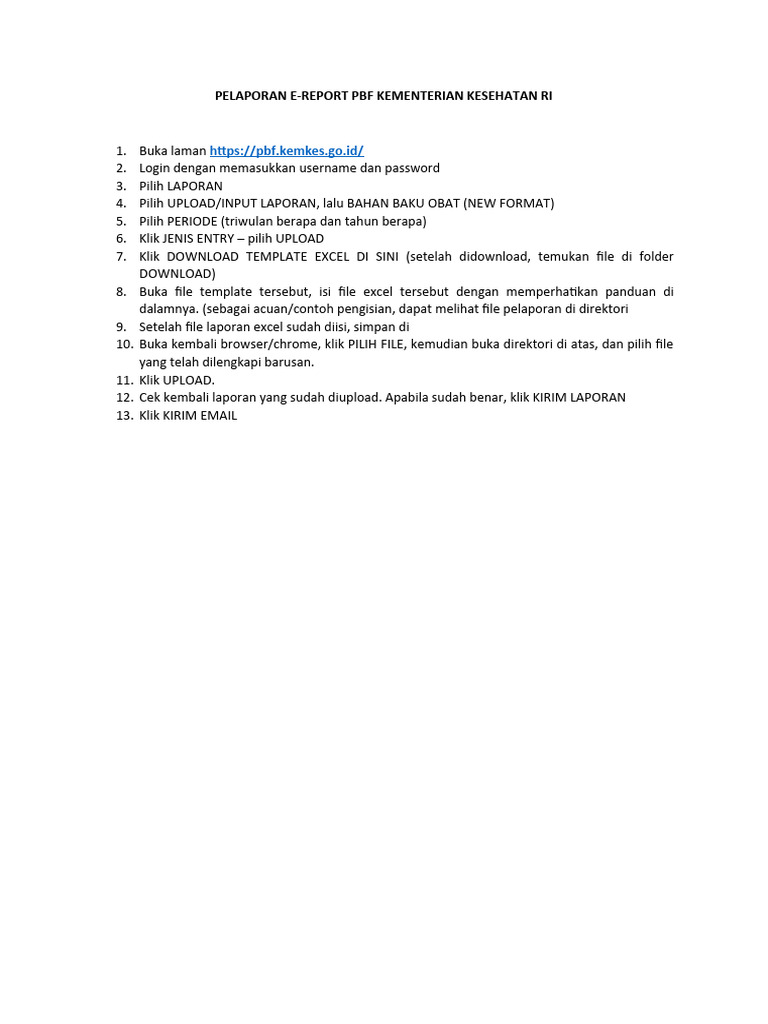 Pelaporan E Report PBF Kementerian Kesehatan RI | PDF | Komputer