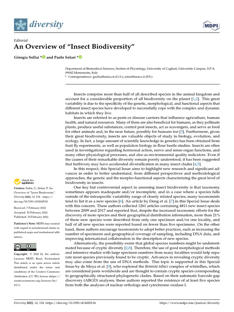 An Overview of "Insect Biodiversity" | PDF | Biodiversity | Insects