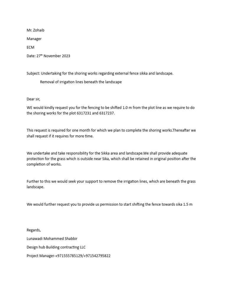 Undertaking Letter - ECM | PDF | Technology & Engineering