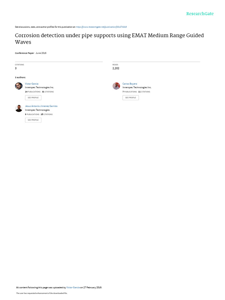 Corrosion Detection Under Pipe Supports Using EMAT | PDF | Waves | Physics