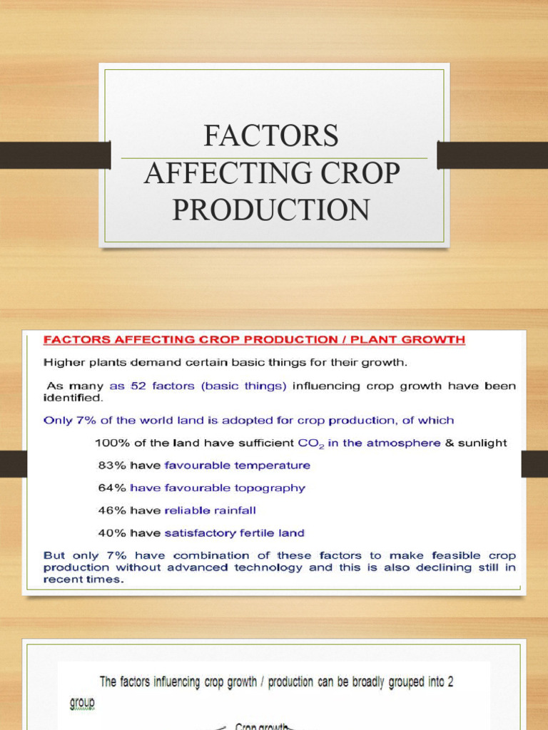 Factors Influencing Crop Production | PDF
