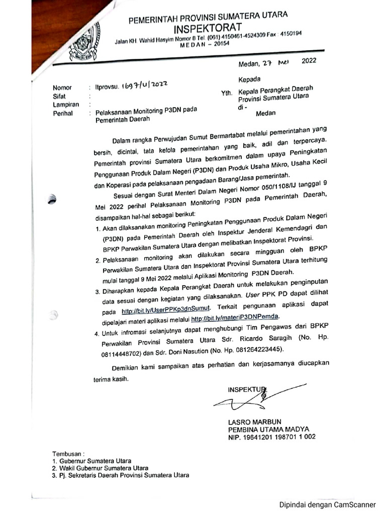 Surat P3DN Bulan Mei 2022 | PDF