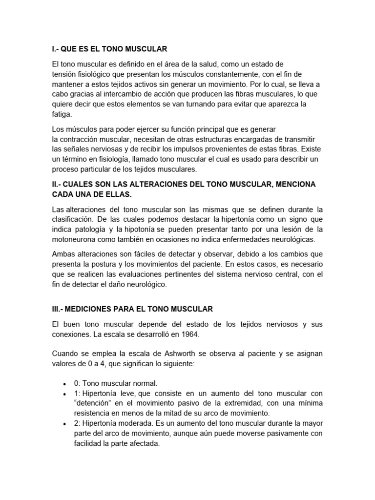Escalas y Alteraciones del Tono Muscular | PDF | Músculo esquelético ...