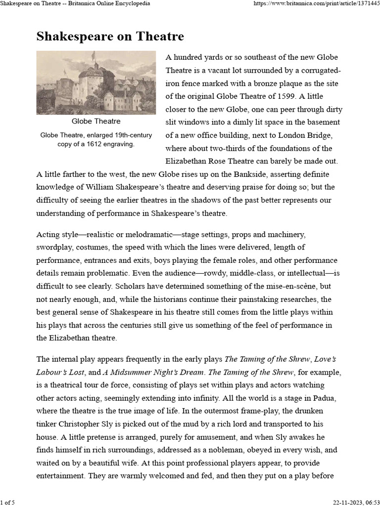 Shakespeare On Theatre - Britannica Online Encyclopedia | PDF | Hamlet ...