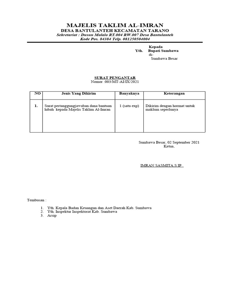 Contoh Format SPJ Dana Hibah | PDF