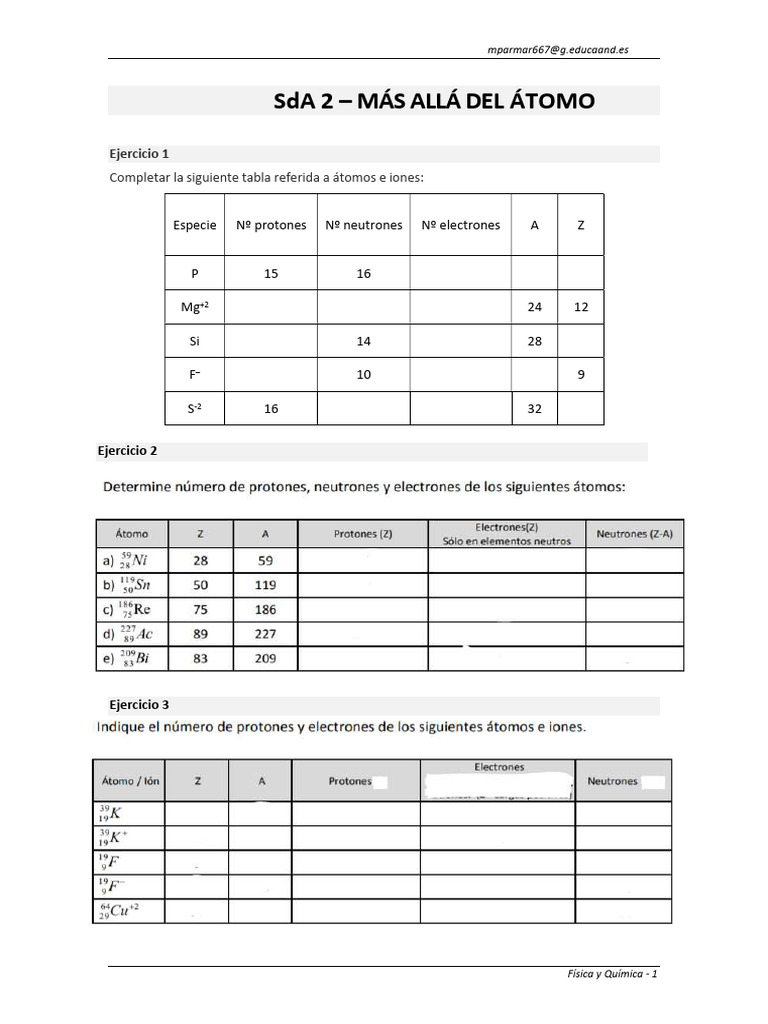 4 - Ejercicios Átomo | PDF