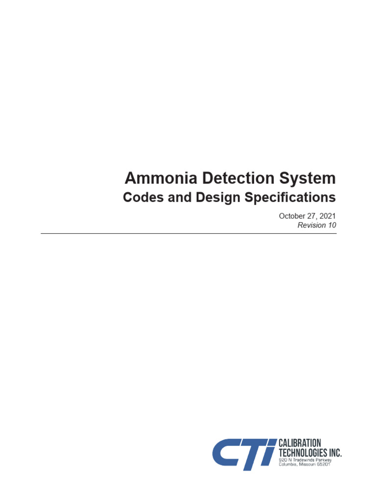 Ammonia Detection System Codes and Design Specifications | PDF | Sensor | Ventilation (Architecture)