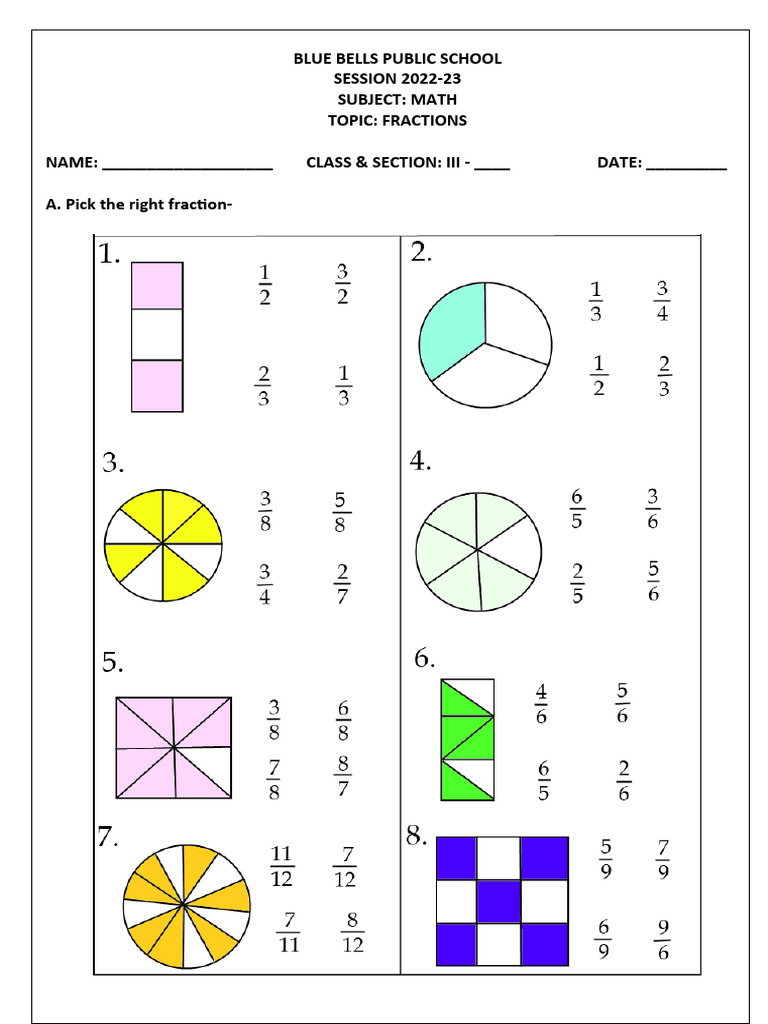 Grade 3 Math: Fractions Worksheet | PDF