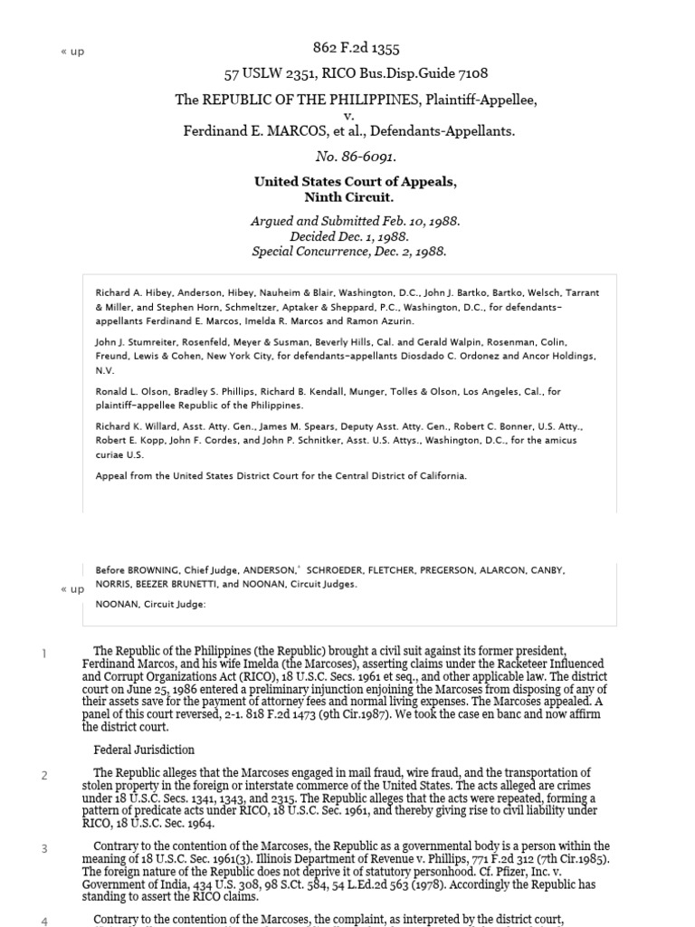 862 F.2d 1355 - Republic vs. Marcos | Download Free PDF | Racketeer ...