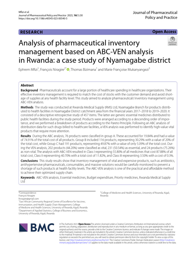 Analysis of Pharmaceutical Inventory (2023) | PDF | Health Care | Pharmaceutical Industry