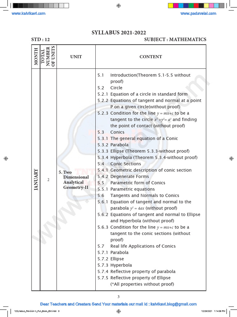 Grade 12 Math Syllabus 2021-22 | PDF | Line (Geometry) | Derivative