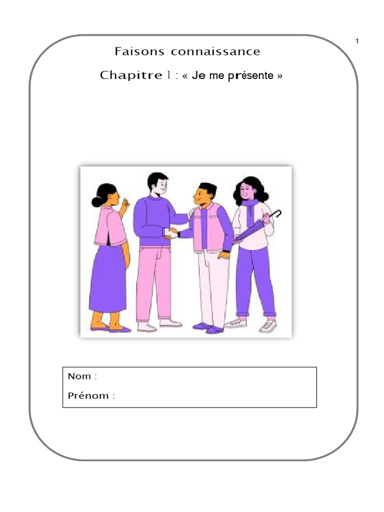 Chapitre 1 FLE - Se Présenter | PDF | Verbe | Graphisme