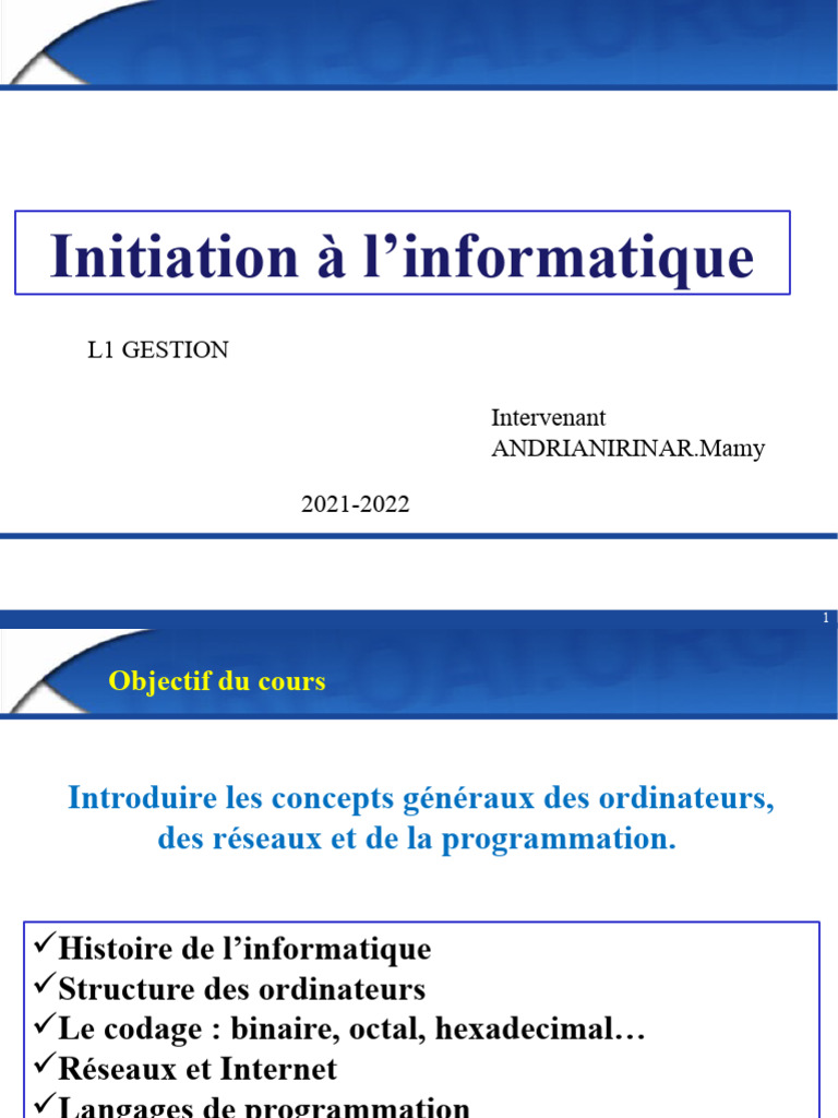 Introduction Informatique et Histoire | PDF | Entrée/Sortie | Microprocesseur