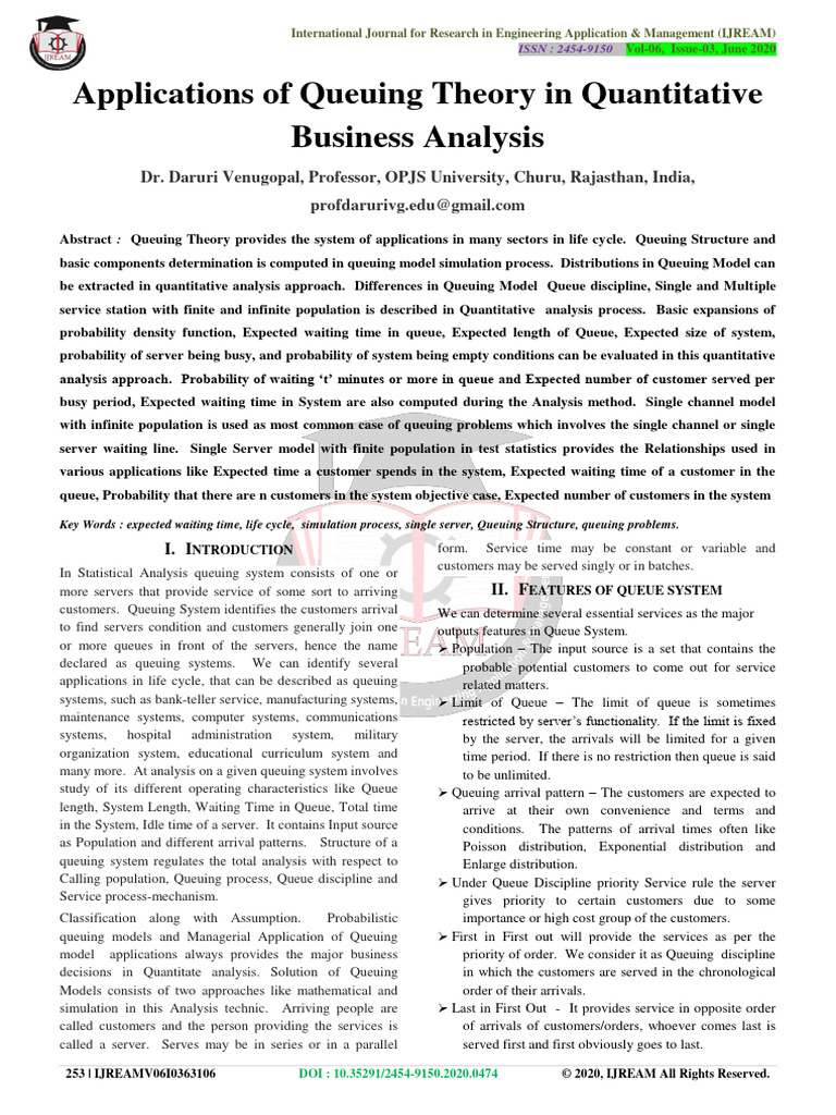 (10.5.23) Applications of Queuing Theory in Quantitative Business Analysis | PDF | Poisson ...