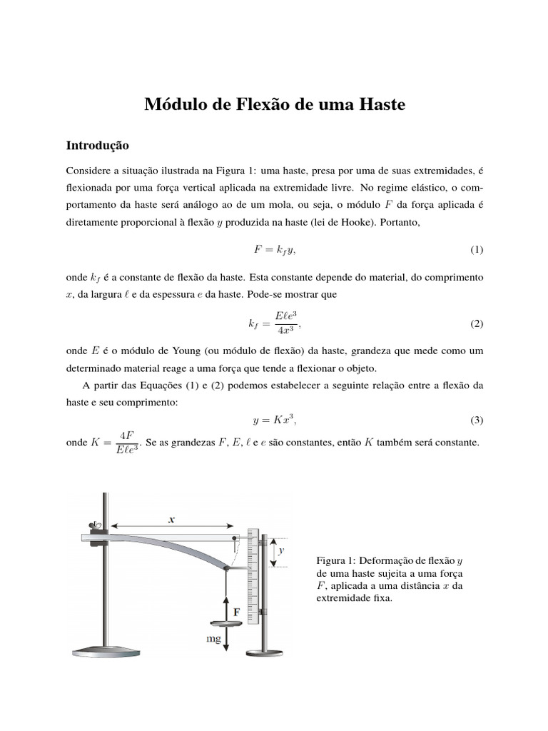 Prova - Modulo - de - Flexao - de - Uma - Haste | PDF | Flexão (Física) | Quantidade