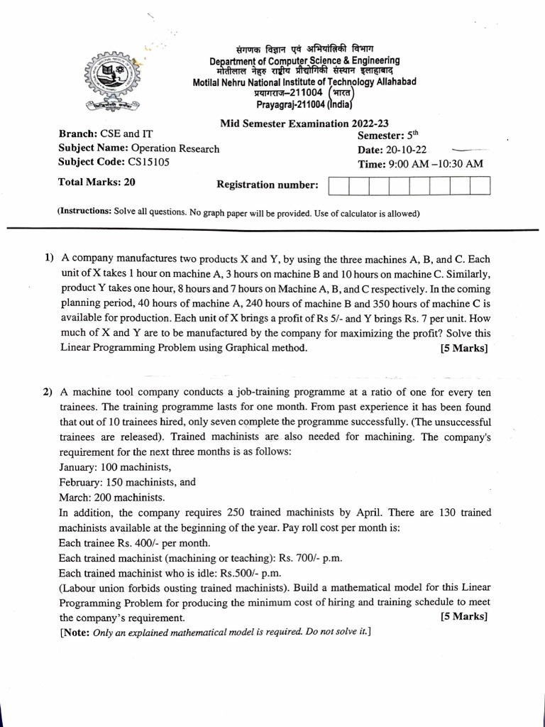 OR Midsem-1 (1) - Paper | PDF | Algorithms | Theoretical Computer Science