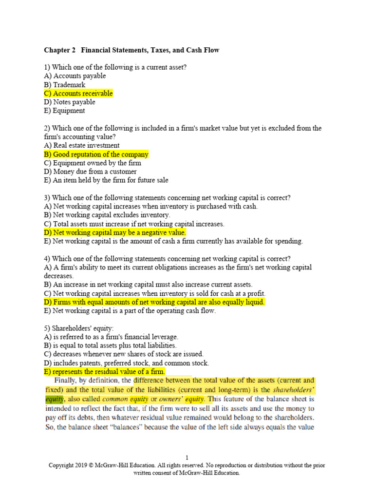 Financial Statements and Cash Flow Insights | PDF | Financial Capital ...