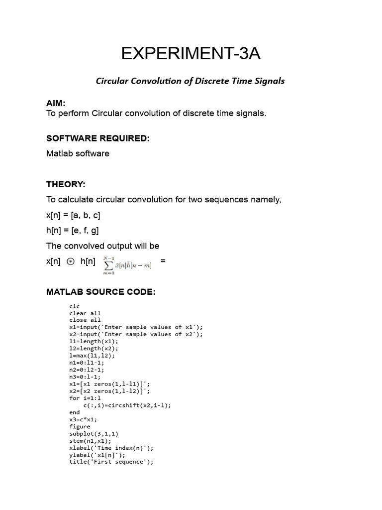 EXPERIMENT3 | PDF | Discrete Fourier Transform | Convolution