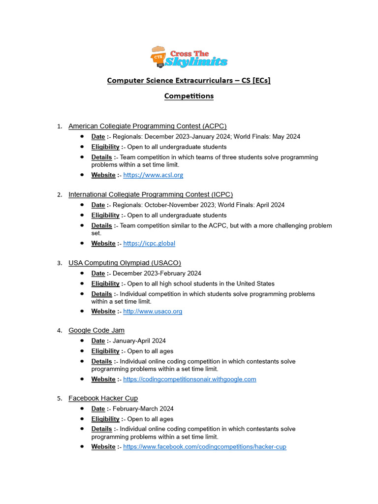 Extracurricular List | PDF | Artificial Intelligence | Intelligence (AI ...